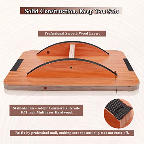 LEQUDUO Rocker Board, Professional Wooden Balance Board for Exercise ...
