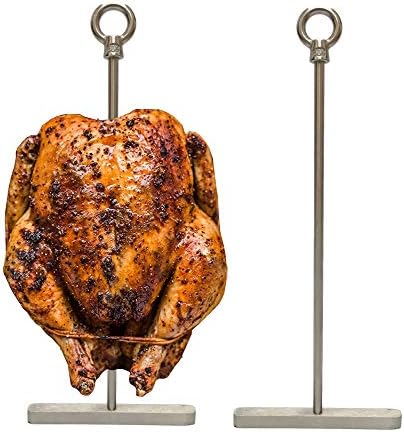 JAYAN 10 inch Stainless Super Skewers,Vertical spit,Poultry Hanger, Turkey Holder, Vertical ...