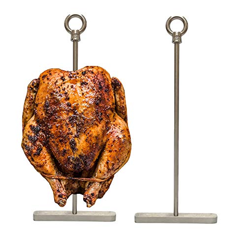 JAYAN 10 inch Stainless Super Skewers,Vertical spit,Poultry Hanger, Turkey Holder, Vertical ...