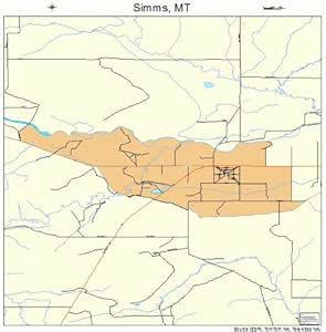 Amazon.com: Large Street & Road Map of Simms, Montana MT - Printed ...
