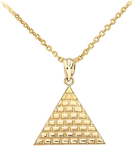 14 ct Yellow Gold Egyptian Pyramid Triangle Pendant Necklace (Comes ...