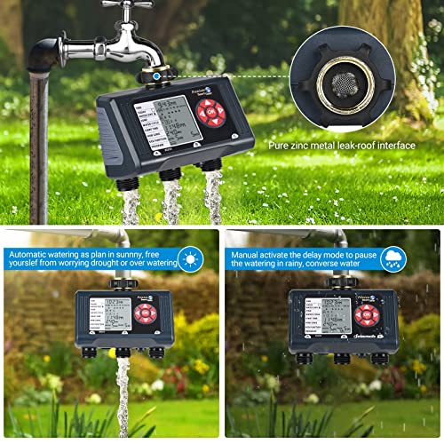 DEWENWILS Sprinkler Timer 3 Zone, Water Hose Garden Irrigation Timer ...