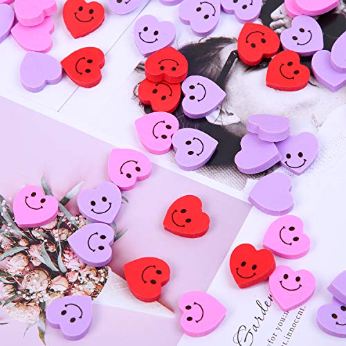 Ruisita 150 Pieces Mini Smile Face Erasers Heart Shaped Rubber ...