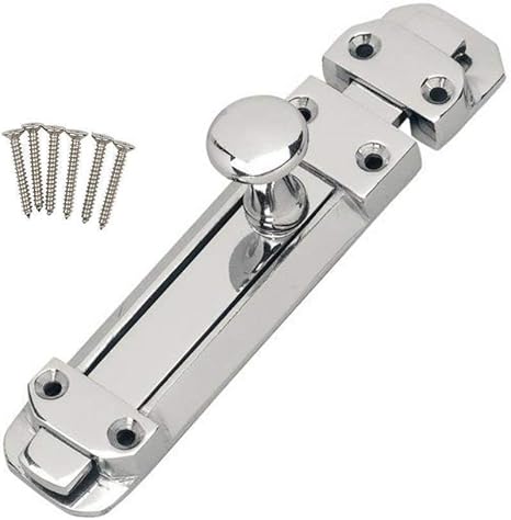Premium Flat Slide Door Bolt 4" Polished Chrome: Amazon.co.uk: DIY & Tools