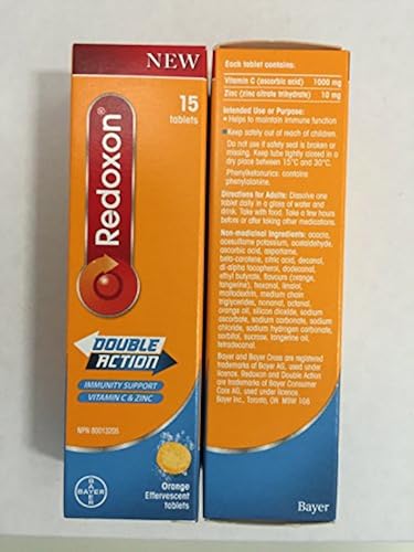 Redoxon Double Action Orange Effervescent Tablets, 1000mg Vitamin C ...