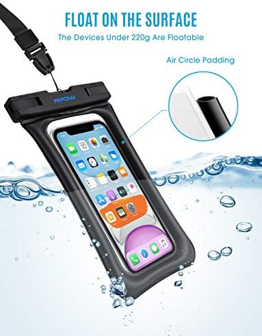 Mpow Waterproof Phone Pouch Floating, IPX8 Universal Waterproof Case ...