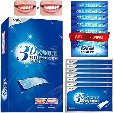 14 Peroxide Free 3D Whitening Strips with 7 Wipes for Instant Results ...