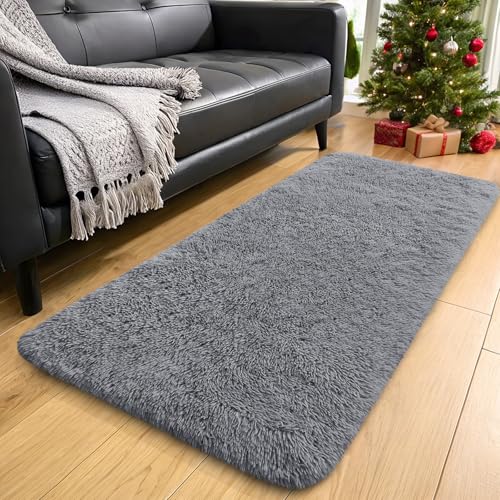 OLANLY 2x4 Machine Washable Runner Rugs for Hallway, Soft Fluffy Shaggy ...