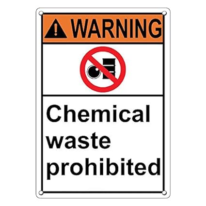 Weatherproof Plastic Vertical ANSI Warning Chemical Waste Prohibited ...
