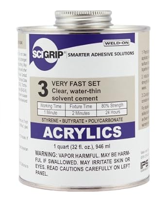 SCIGRIP 3 12754 Acrylic Solvent Cement, Low-VOC, Water-thin, 1 Quart ...