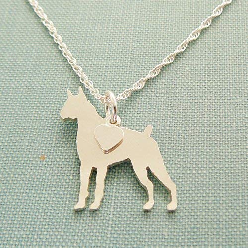 Amazon.com: .925 Sterling Silver Boxer Dog Necklace: Handmade