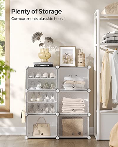 SONGMICS Shoe Rack, 6 Cubes Shoe Organizer with Doors, 24 Pair Plastic ...