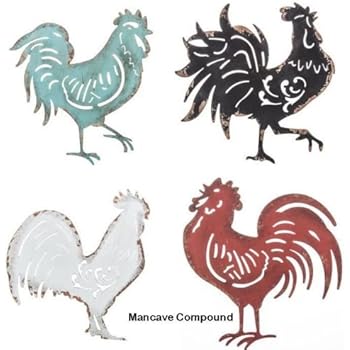 Amazon.com: Corrugated Metal Rooster Wall Farmhouse or Farm Decor: Home ...
