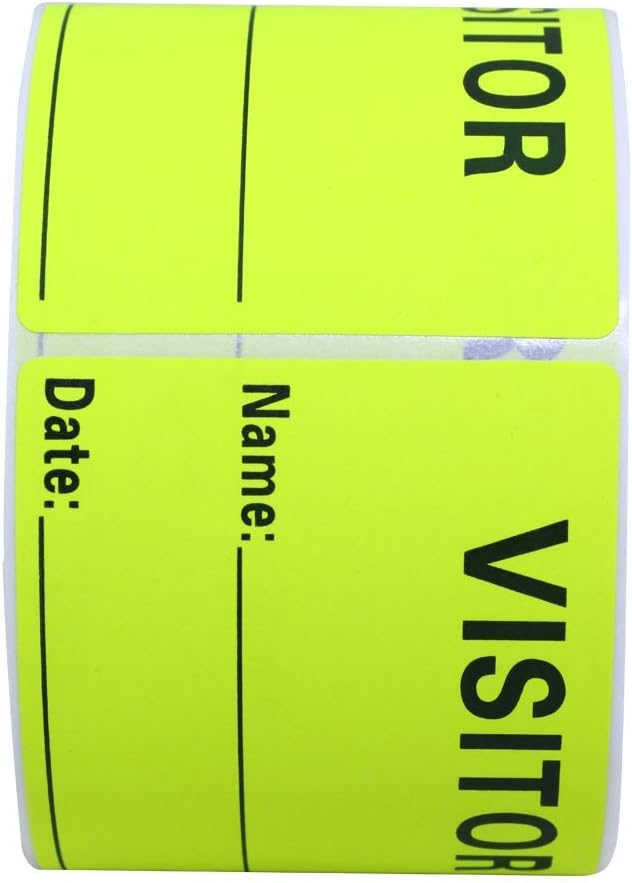 Visitor Pass Fluorescent Visitor Identification Labels Stickers 300 ...
