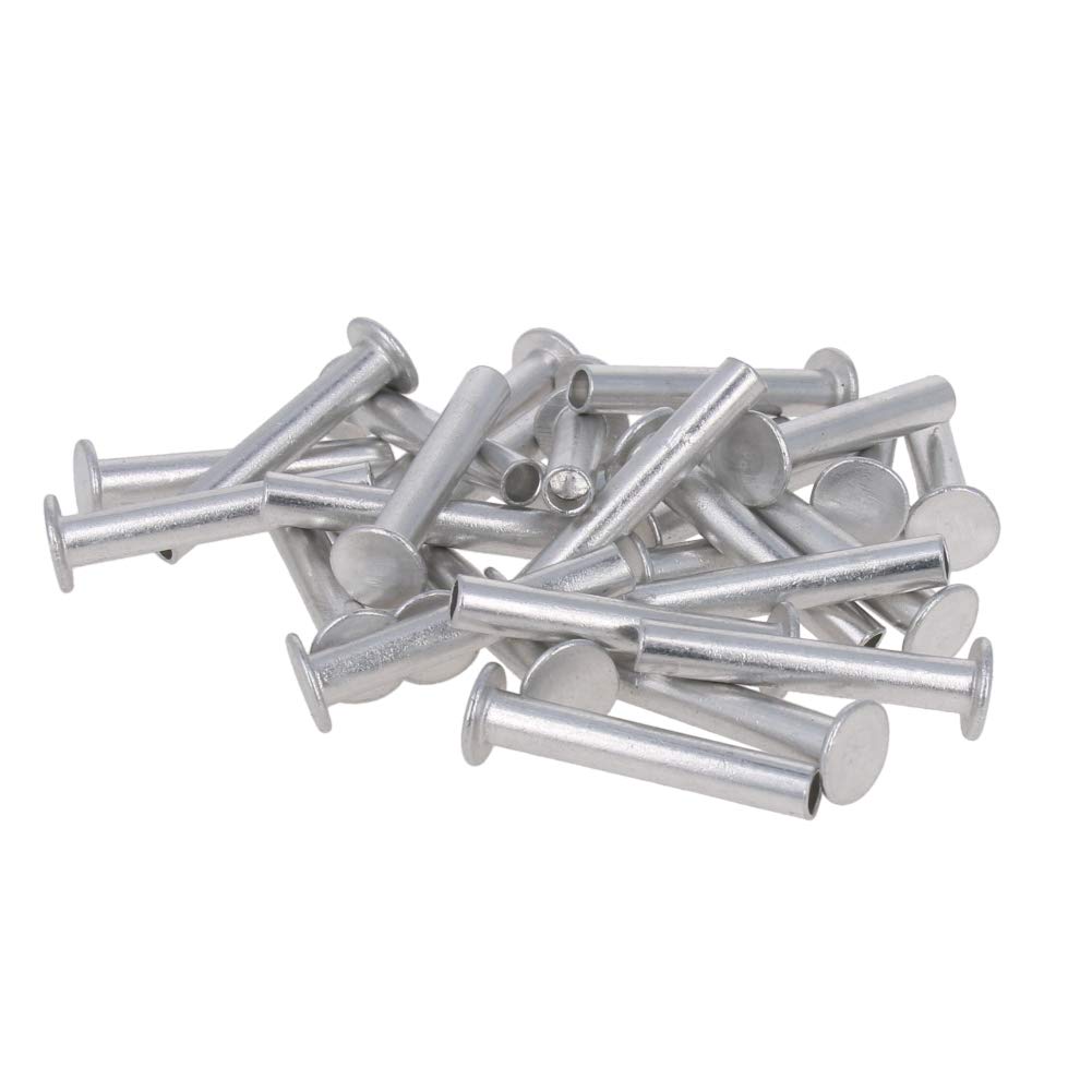 MroMax Solid Silver Rivet 100pcs 5mm x 30mm（DL）Flat Head Rivets ...