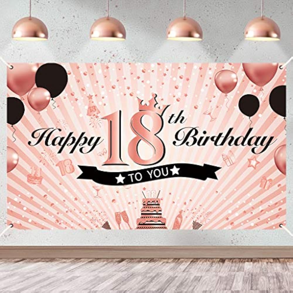 Luxiocio Happy 18th Birthday Banner Decorations For Girls Rose Gold 