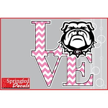 Amazon.com: Georgia Bulldogs CHEVRON STRIPED LOVE SPIKE 4" Vinyl Decal ...