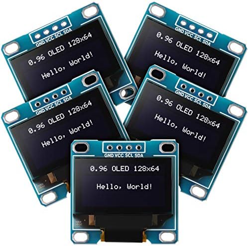 Weewooday 5 Pieces 0.96 Inch OLED Module 12864 128x64 Driver IIC I2C Serial Self-Luminous ...