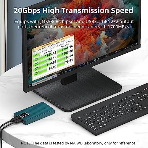 MAIWO NVMe RAID Enclosure Dual Bay, M.2 NVMe SSD Reader with RAID 0 ...