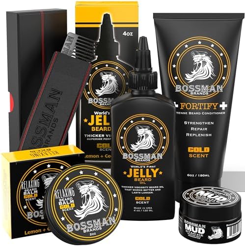 Bossman Complete Beard Kit – Men's Beard Oil Jelly, Fortifying Shower ...