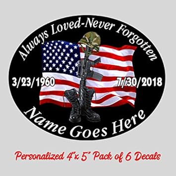 Amazon.com: Always Loved Never Forgotten Memorial Decal Fallen Soldier ...