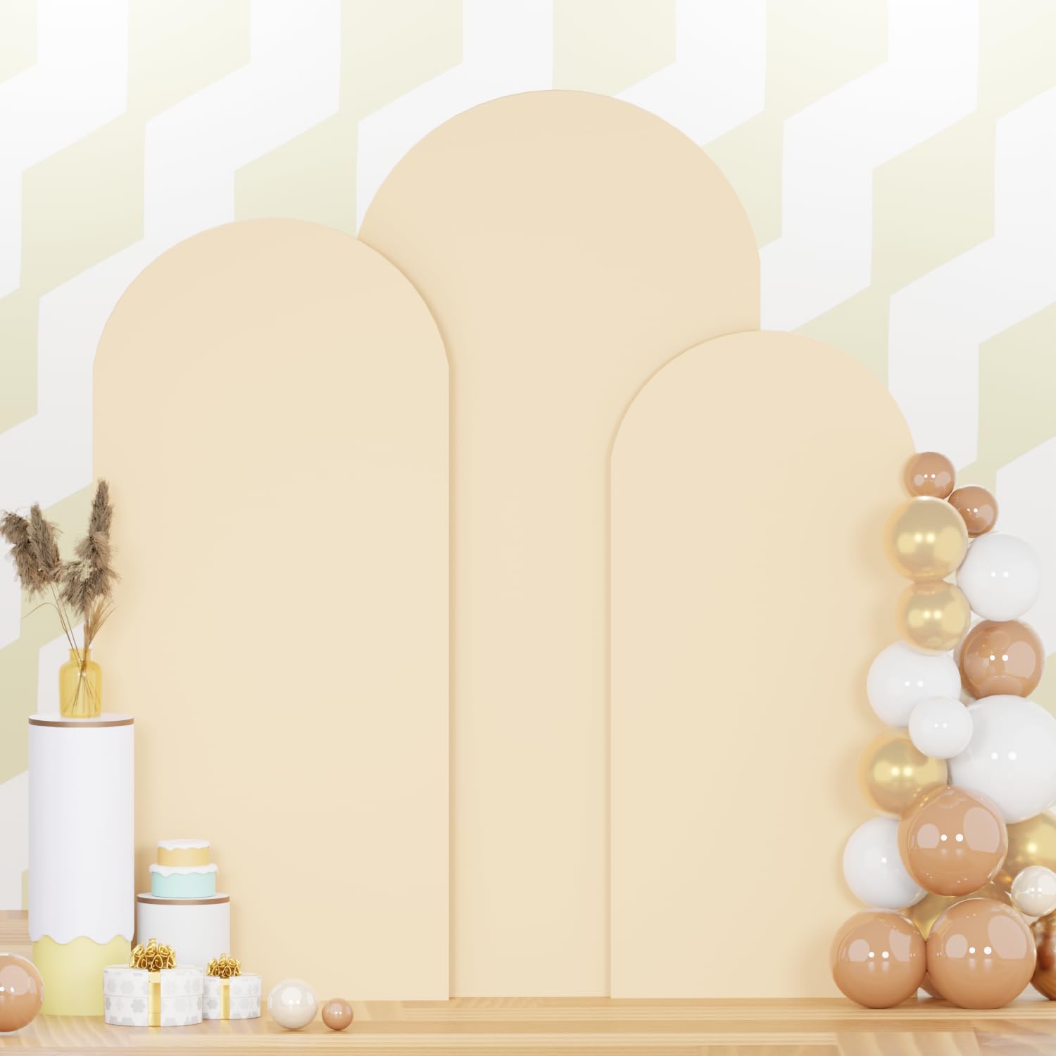 Spandex Fitted Wedding Arch Cover Set of 3 Beige Arch Backdrop Cover ...