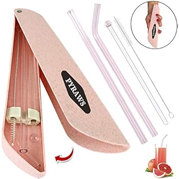 Amazon.com: PYRAWS Eco Friendly Reusable Glass Straws - 200 mm x 8 mm ...
