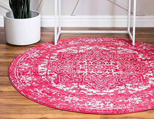 Rugs.com Arlington Collection Rug – 5 Ft Round Pink Medium-Pile Rug ...