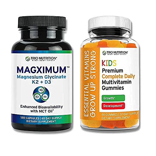 Trio Magximum Magnesium Glycinate with Vitamin D3 K2 & Premium Kids ...