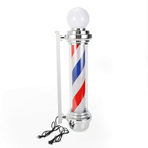 32” Barber Pole LED Light,Barber Shop Pole Red White Blue Rotating ...