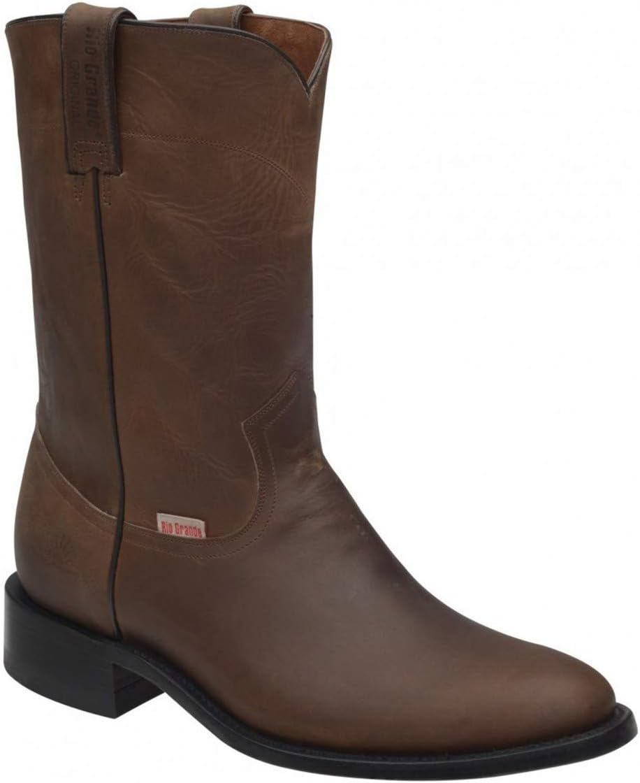 Rio Grande Bota Tipo Roper para Hombre Clásica-100 Suela Cuero Natural ...