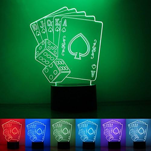 New 3D Playing Cards LED Night Light Touch Table Desk Lamps 7 Color ...
