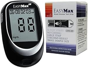 Amazon.com : EasyMax Voice Glucose Meter with 50 Test Strips : Diabetic ...