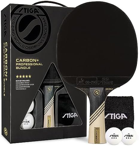 STIGA Carbon+ Bundle Ping Pong Paddle Set – 7-ply Extra Light Carbon ...