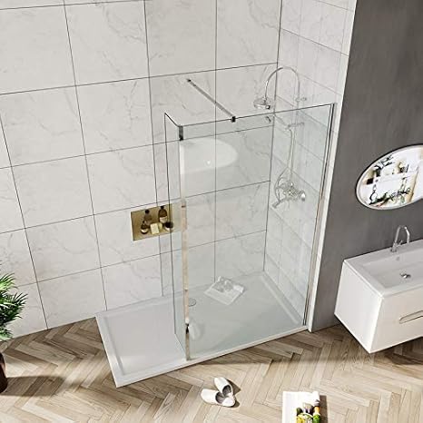 ELEGANT 900mm Bathroom Shower Screen Walk in Wet Room Shower Door 6mm ...