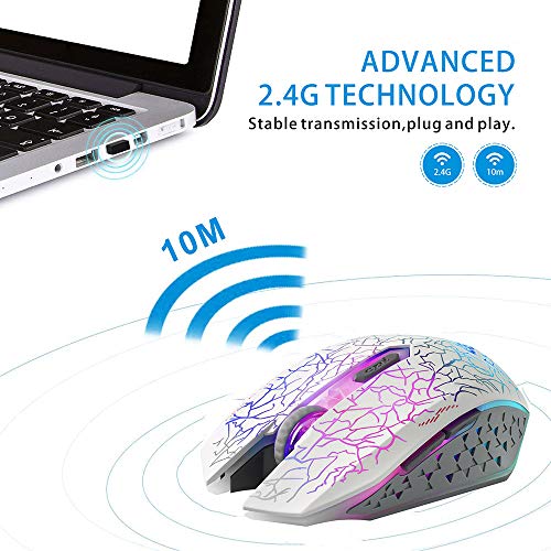 TENMOS M2 Wireless Gaming Mouse, Silent Rechargeable Optical USB ...
