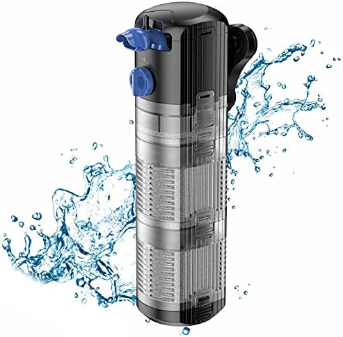 FREESEA Internal Aquarium Power Filter: 8W Adjustable Water Flow 2 Stages Filtration System ...