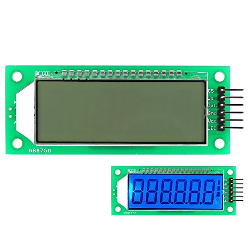 OLSUS 2.4 inch 6-Digit 7 Segment LCD Display Module Blue Backlit with ...