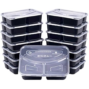 Amazon.com: [20 Pack] 32 Oz. 2 Compartment Food Containers Durable BPA ...