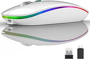 Amazon.com: LED Wireless Mouse, Uiosmuph G12 Slim Rechargeable Wireless ...