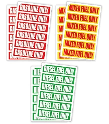 Fuel Type Decals For Equipment 8 Gasoline Only Stickers - 6x2 Inch ...