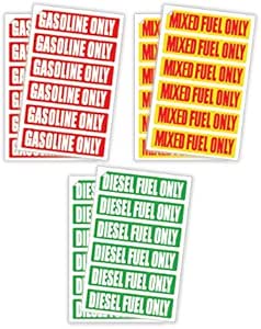 Amazon.com: (3 Sets of 12 Decals) DIESEL FUEL ONLY / GASOLINE ONLY ...