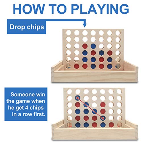 Wooden 4 in a Row Board Game Plot Four Line up 4 Game Travel Board ...