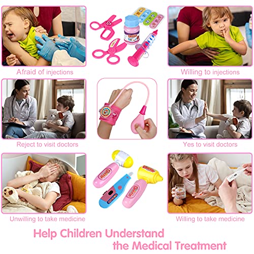 INNOCHEER Pink Doctor Kit for Kids, 25 Pieces Doctor Kit for Toddlers ...