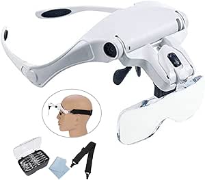 Amazon.com: MORDUEDDE Lighted Head Magnifying Glasses Headset with Light Headband Magnifier ...