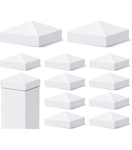 Solar Post Caps 12 Pack 5\"X5\"Vinyl Fence Post Caps Pyramid PVC Deck ...