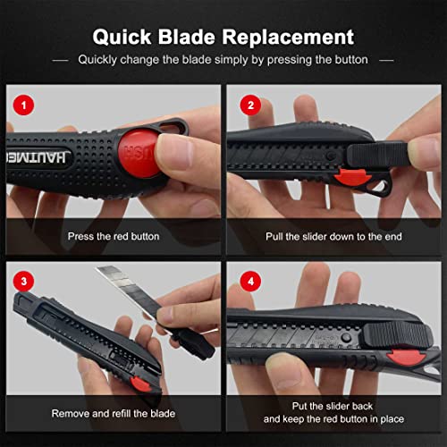 HAUTMEC 18mm Utility Knife Box Cutter Retractable Snap off Black SK2 ...