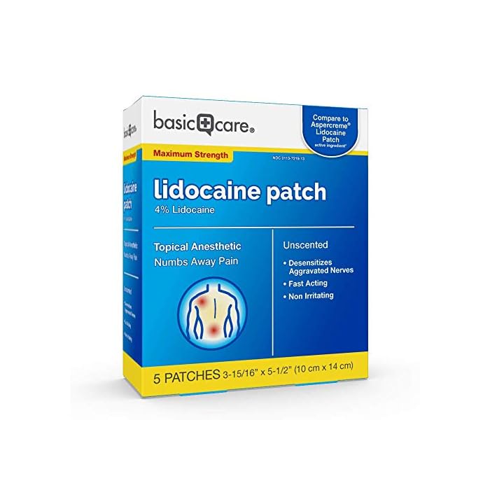 Amazon Basic Care Lidocaine Patch, 4% Lidocaine, Topical Anesthetic ...