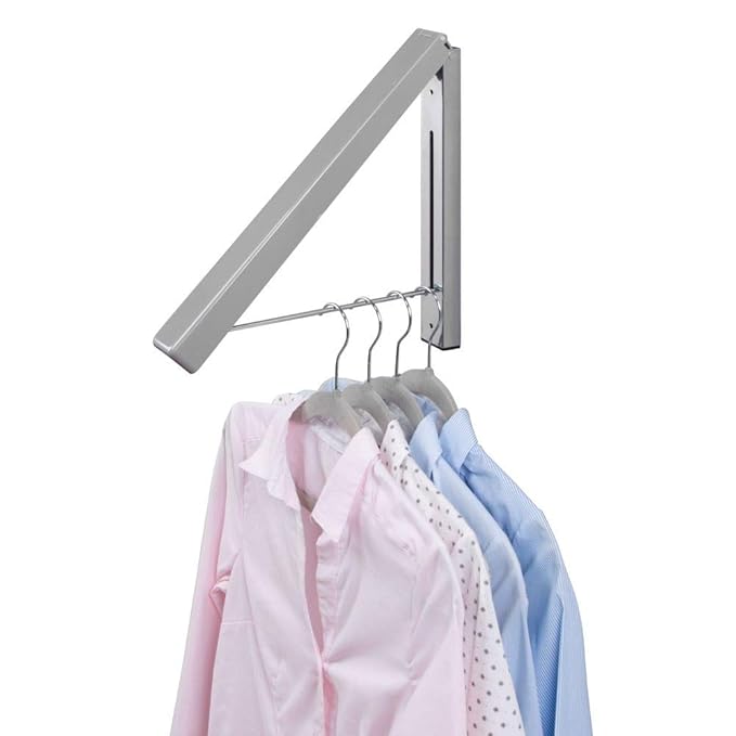 mDesign Colgador de ropa abatible para tendedero - Escuadra metálica ...