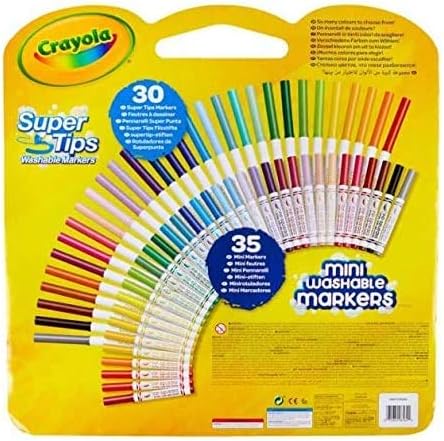 65 Marker Madness – CRAYOLA 30 Super Tips and 35 Mini Washable Markers ...
